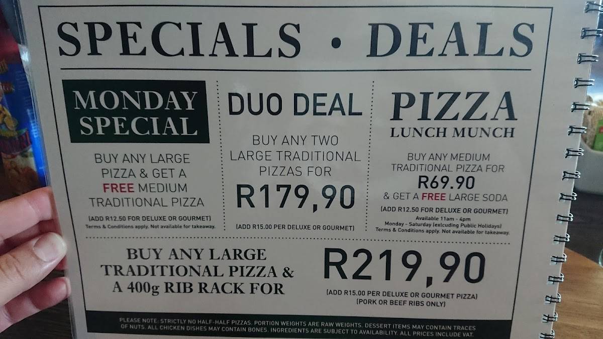 Menu at San Fernando's Grillhouse & Woodfired Pizzeria, Port Elizabeth