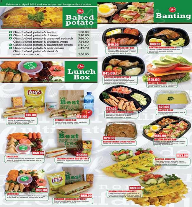 Menu at Sandwich Baron, Johannesburg, Stiemens Street