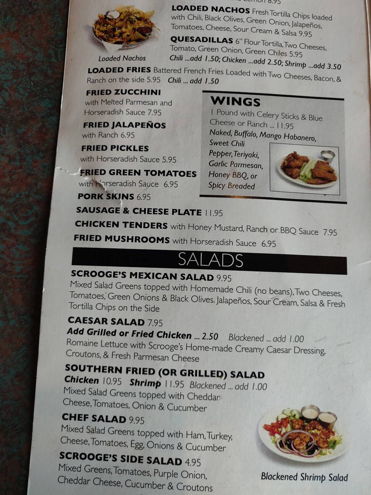 Menu at Scrooge's Fine Foods & Drink restaurant, Jackson