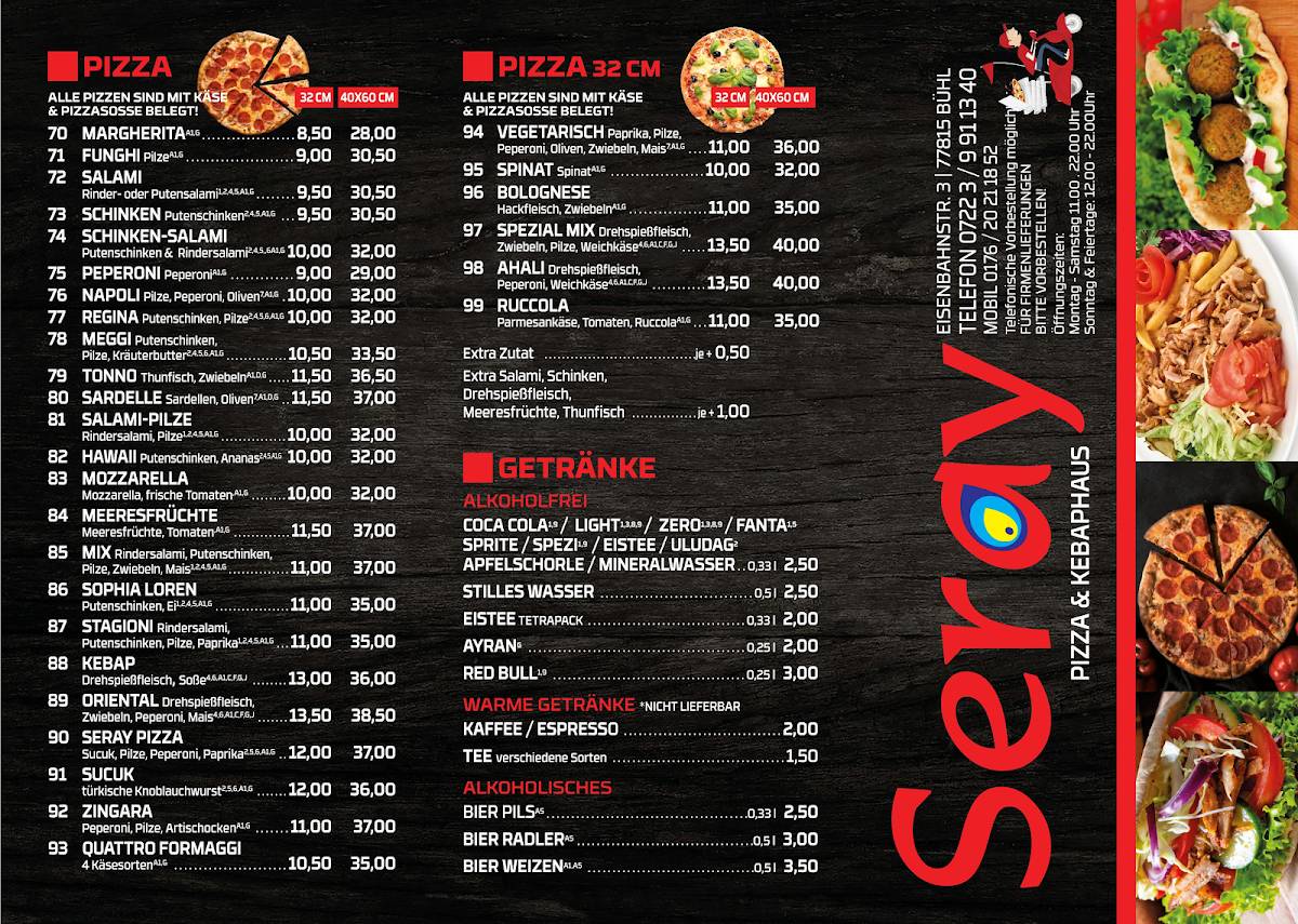 Speisekarte von Seray Pizza & Kebap, Bühl