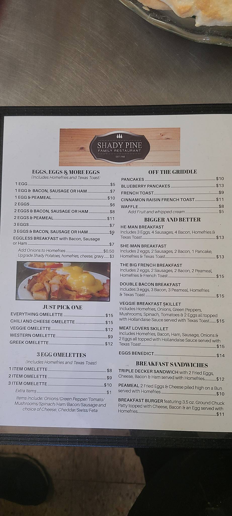 Menu at Shady Pine Family Restaurant, Chatham-Kent