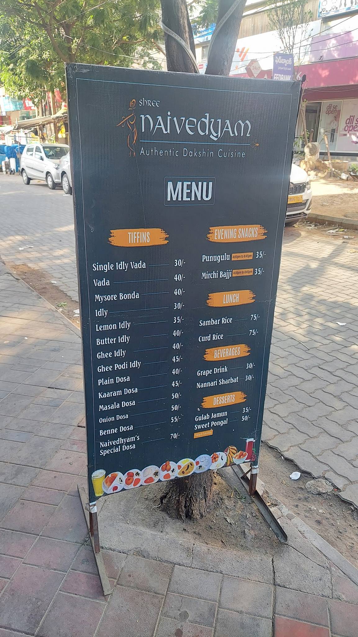 Menu at Shree Naivedyam, Hyderabad, Metro Station