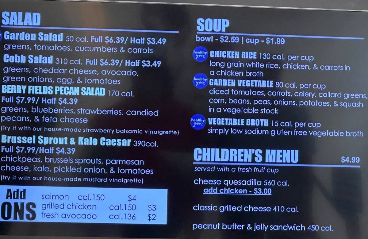 Menu at Skylight Commons Mayo Clinic restaurant, Rochester