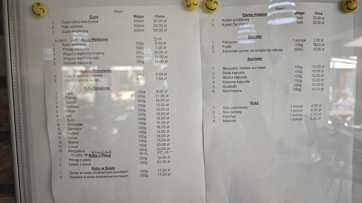 Menu at Smażalnia ryb Bar u Suma, Trzciel-Odbudowa