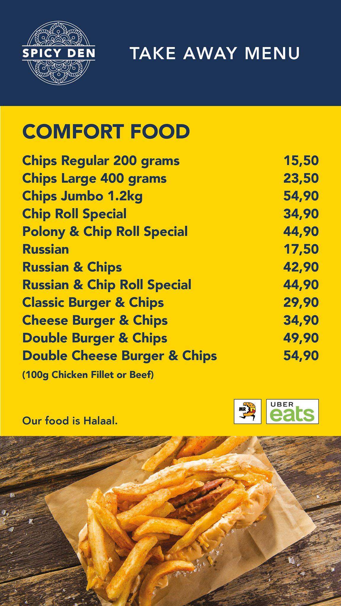 Menu at Spicy Den Cradlestone Mall restaurant, Krugersdorp, Shop No. U49B