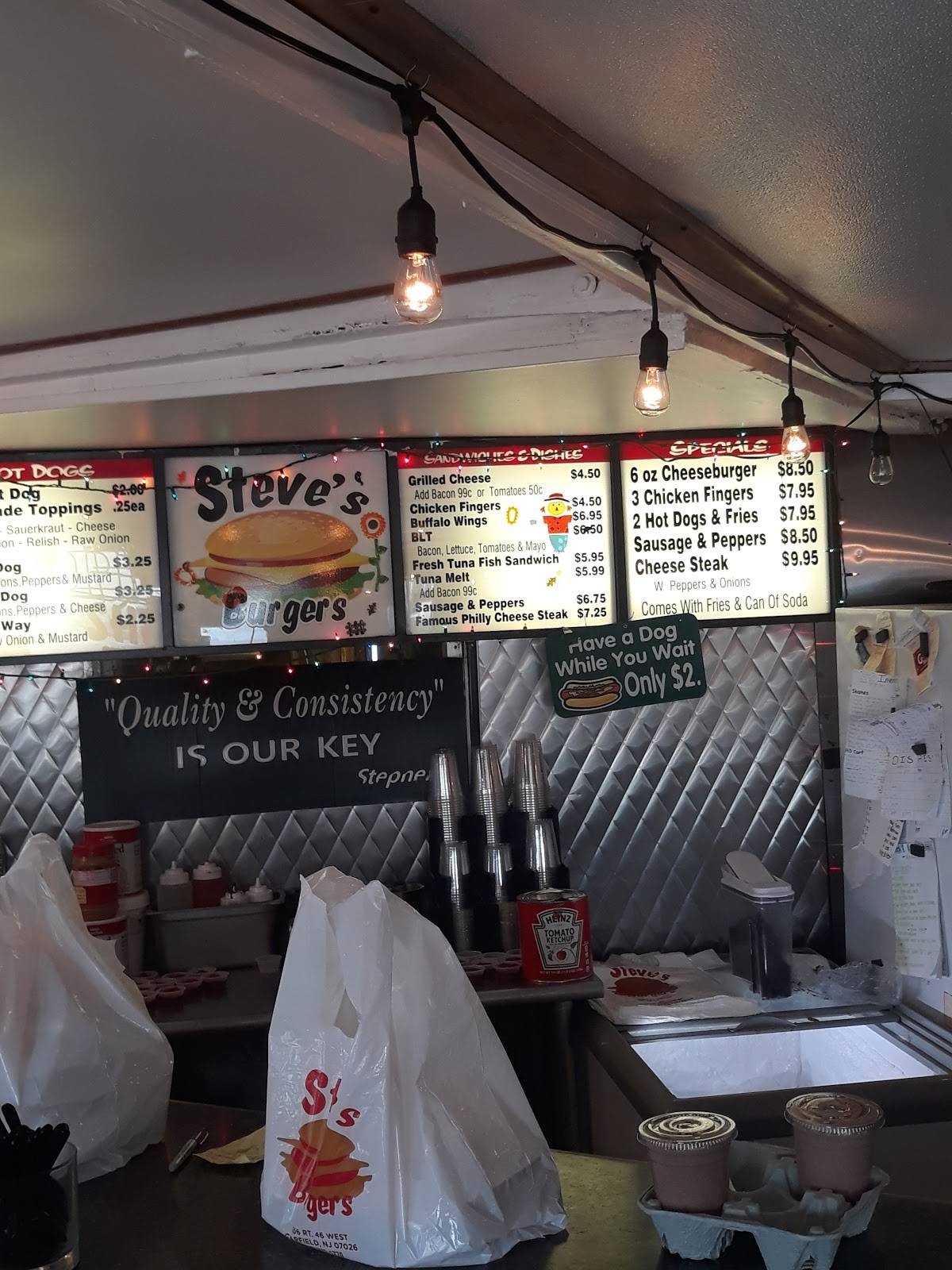 Menu at Steve's Burgers restaurant, Garfield, 506 US-46