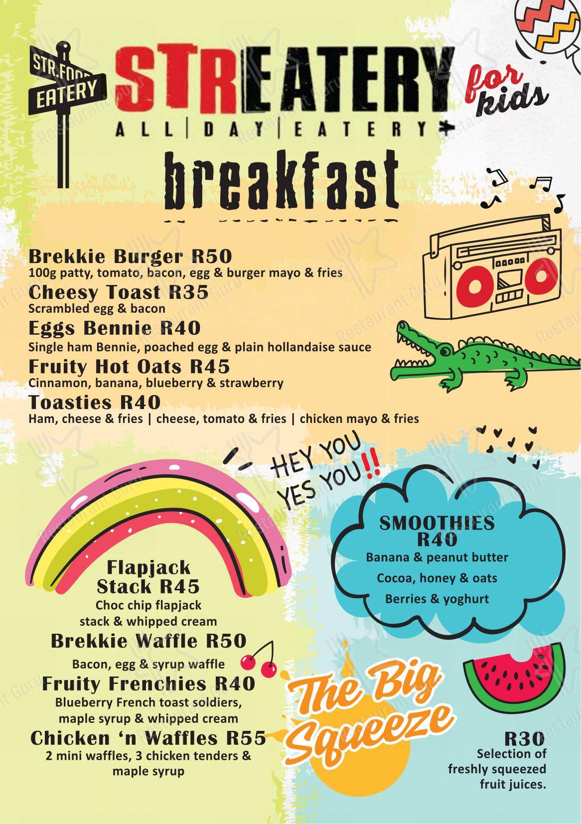 Menu at Streatery Lifestyle Garden Centre restaurant, Randburg