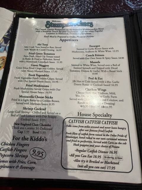Menu at Stumpknockers Restaurant, Hernando, SW State Rd 200