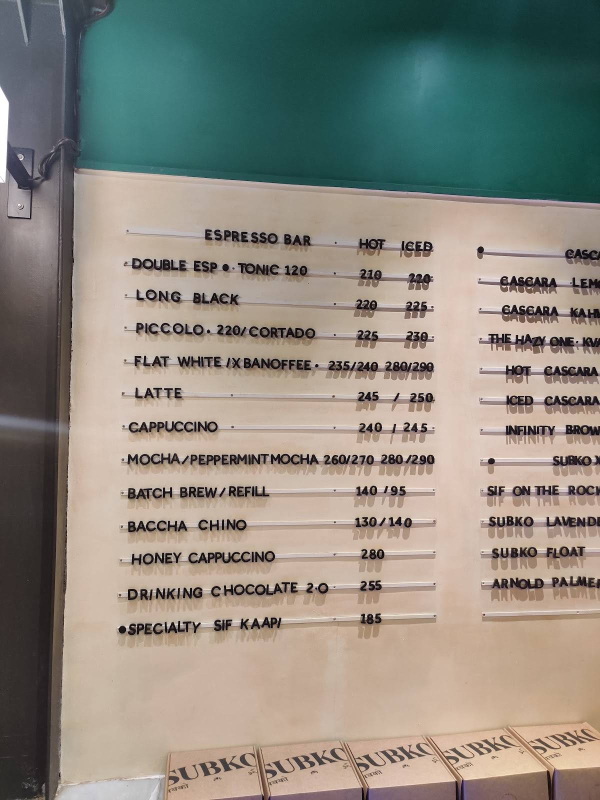 Menu at Mary Lodge by Subko, Mumbai