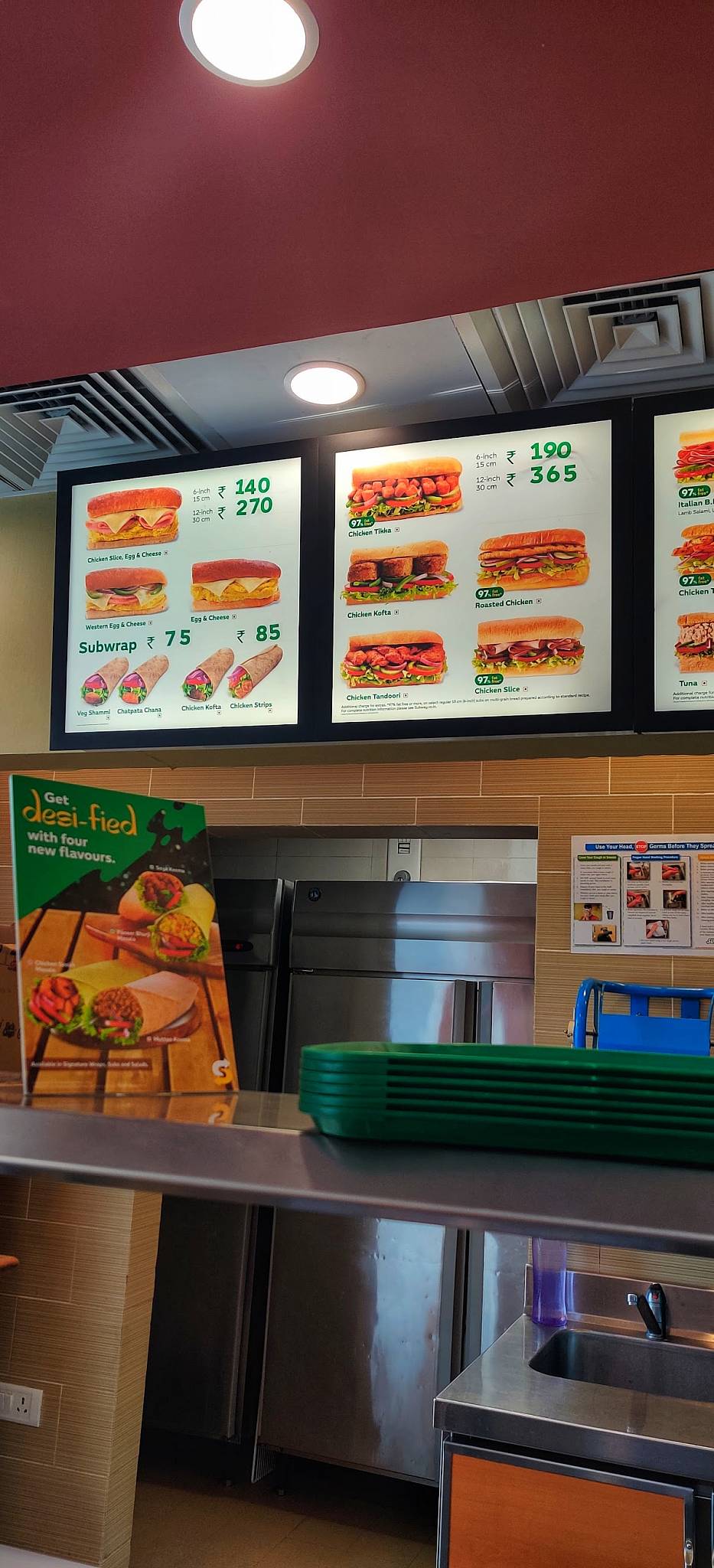 Menu at Subway, Inox The Riverside Mall, Lucknow