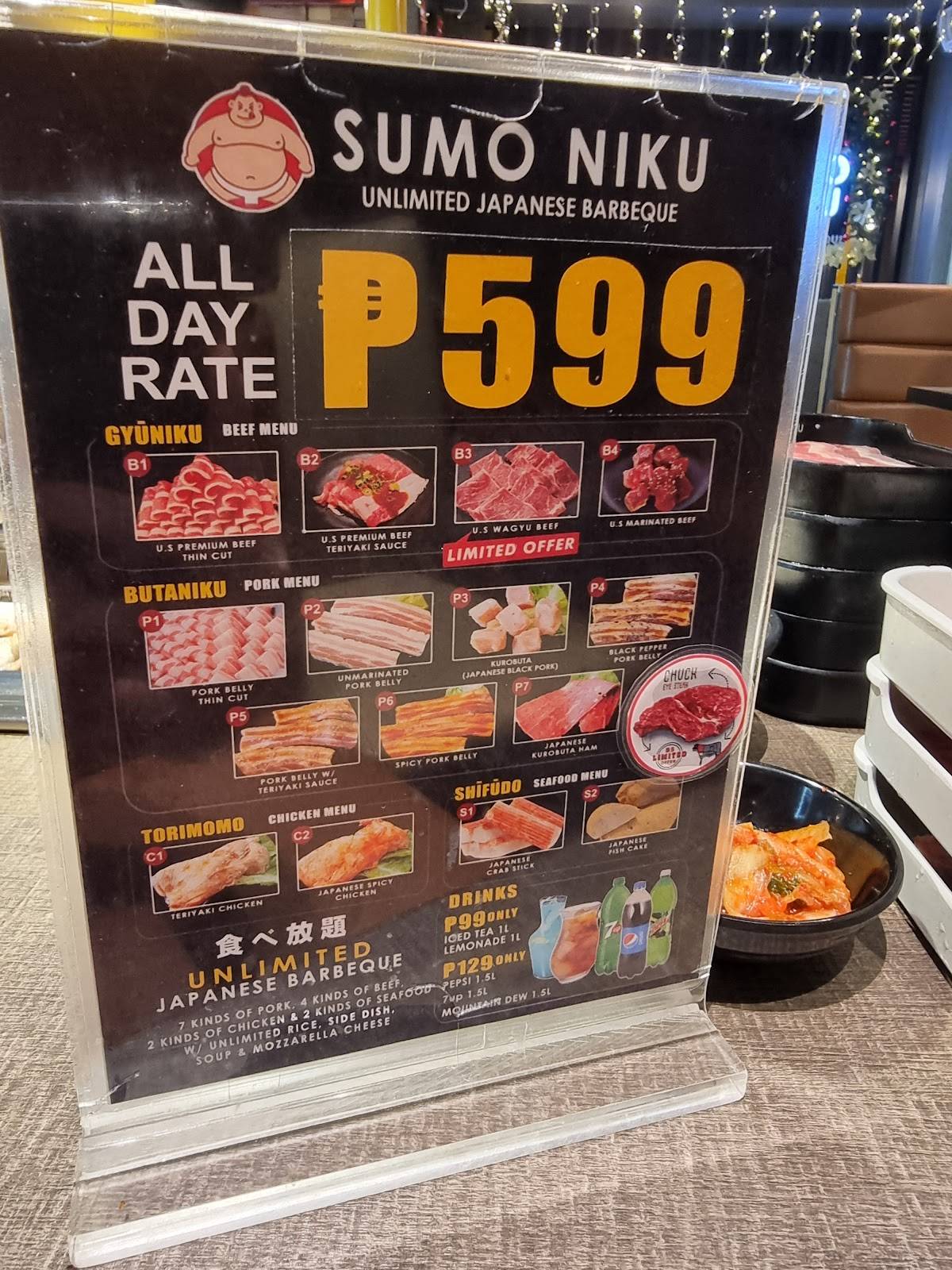 Menu at Sumo Niku restaurant, Makati