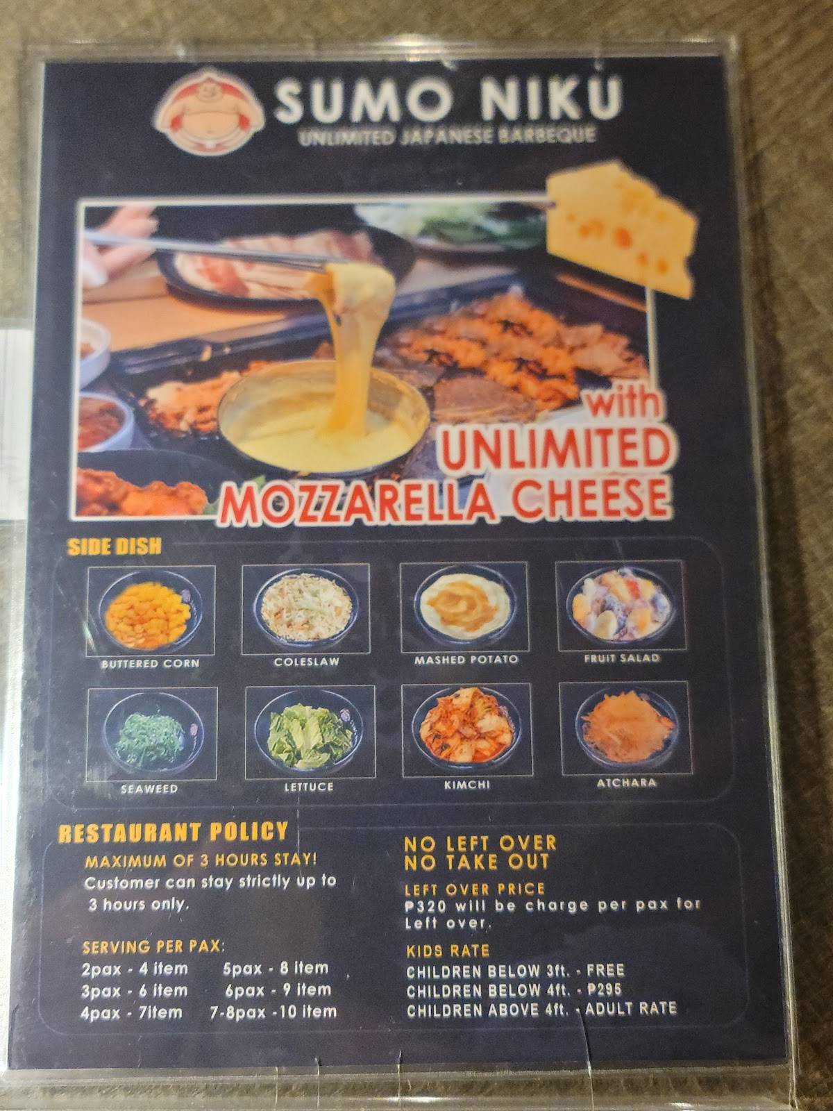 Menu at Sumo Niku restaurant, Makati