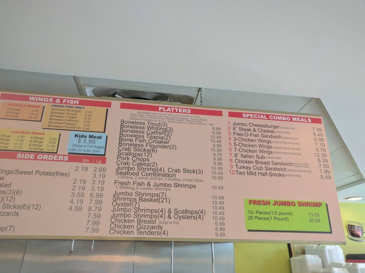 Menu at Sunny's Seafood & Deli restaurant, Woodbridge