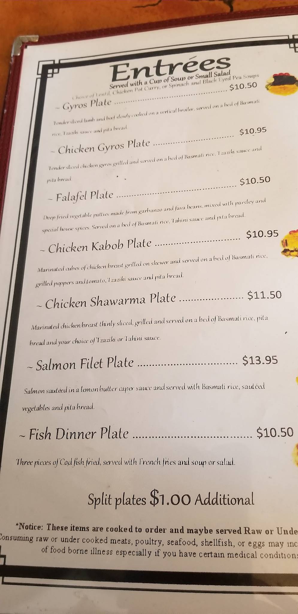 Menu at Sunset Bistro restaurant, Sun City, N 99th Ave