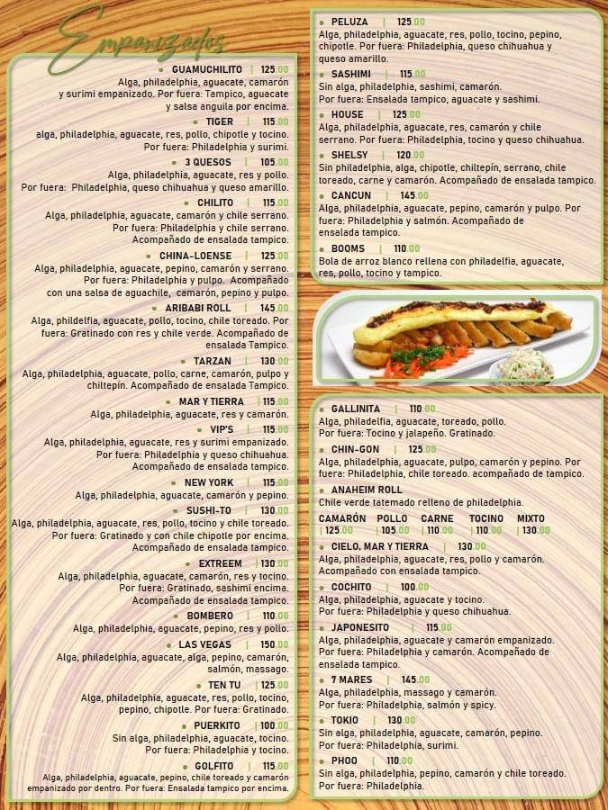 Menu at Sushi House Centro restaurant, Nogales