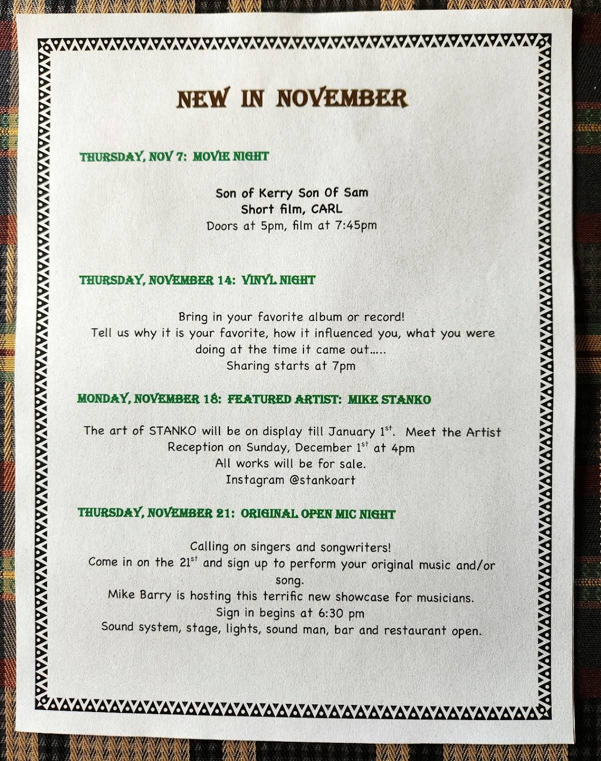 Menu at Swing the Teapot restaurant, Floral Park