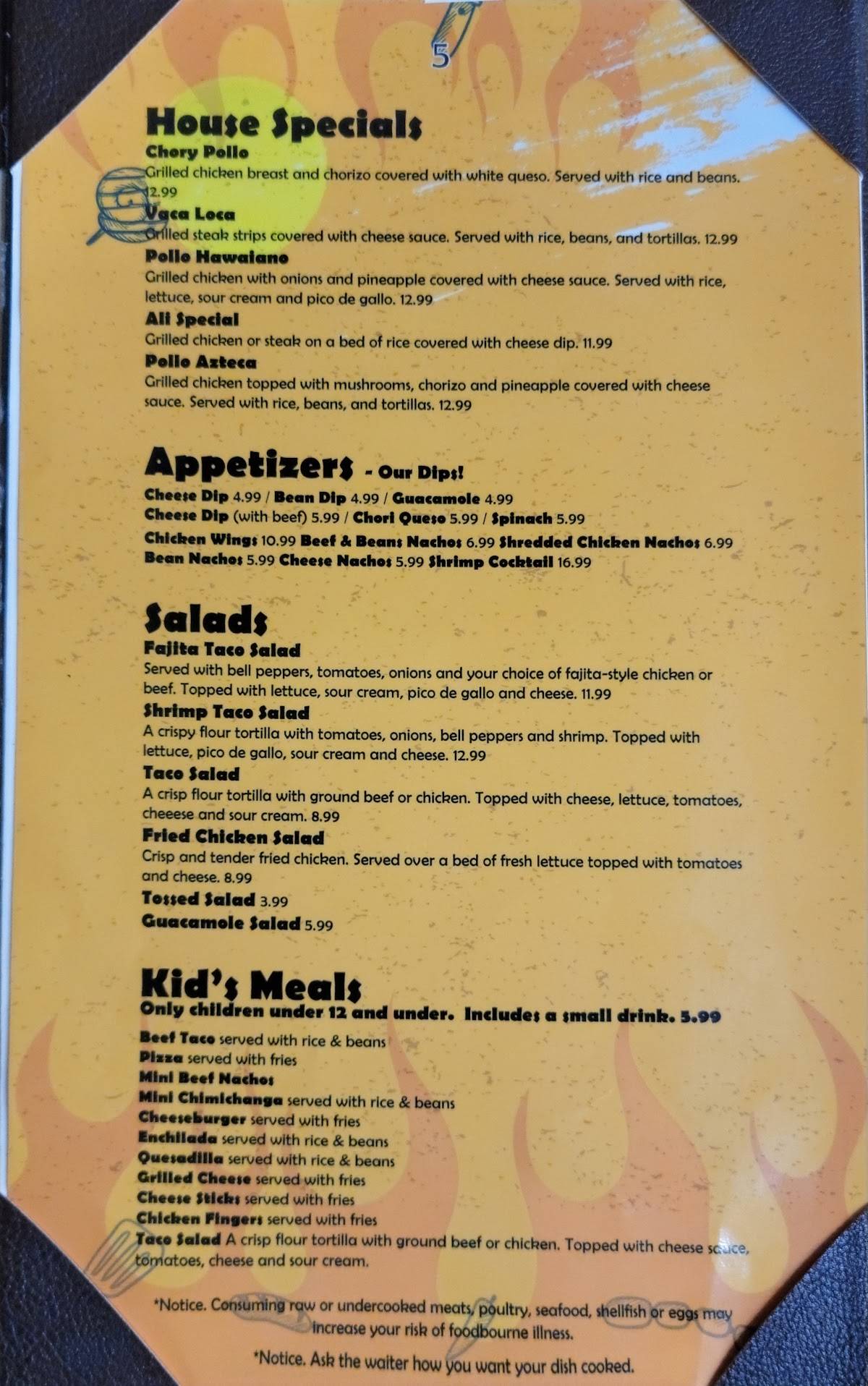 Menu at Tacos Los Compadres restaurant, Crittenden