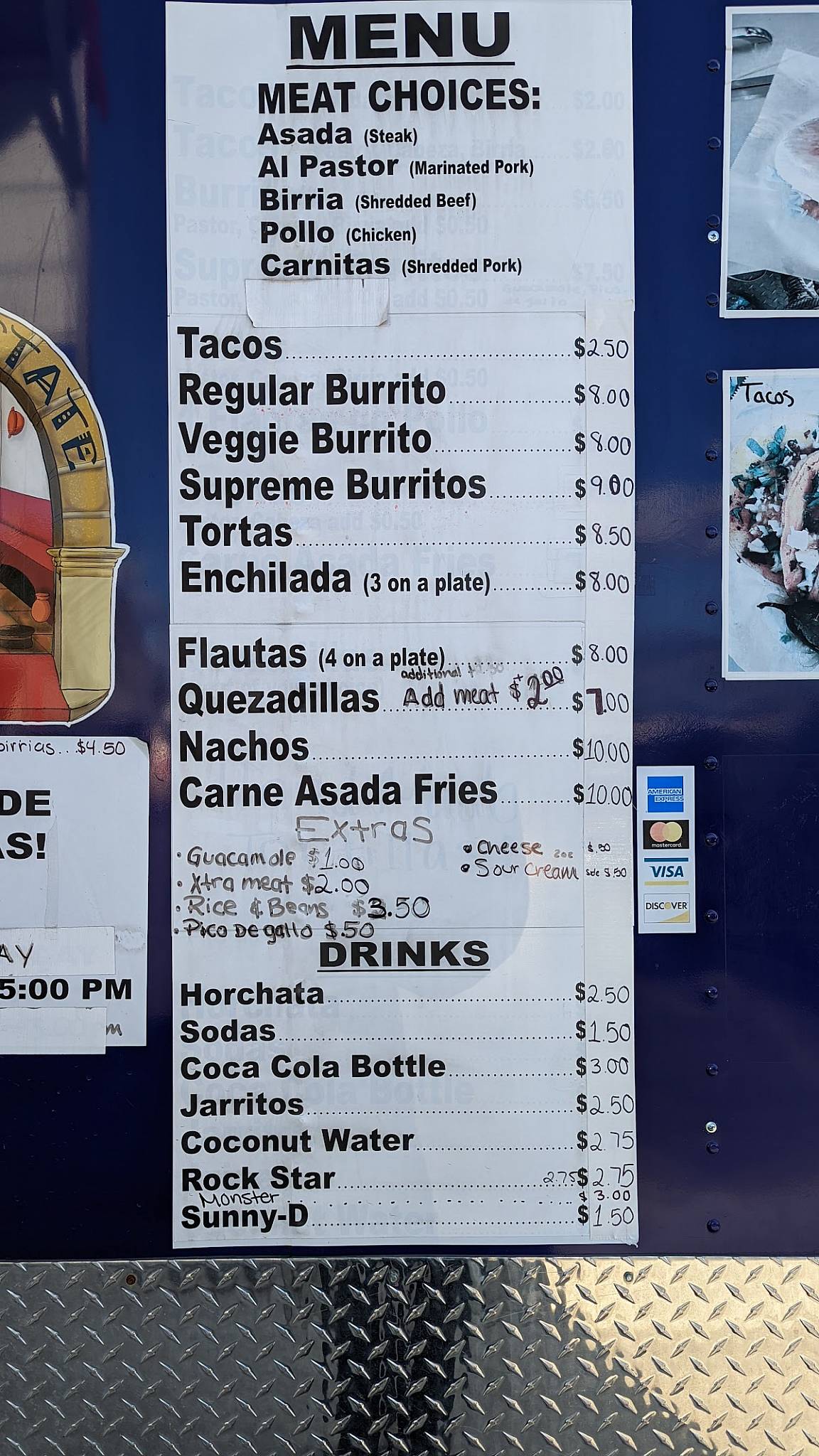 Menu at Tacos el metate restaurant, Central Point