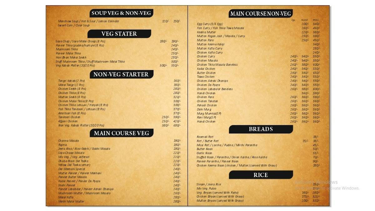 Menu at Tandoori Khuraak, Gurugram