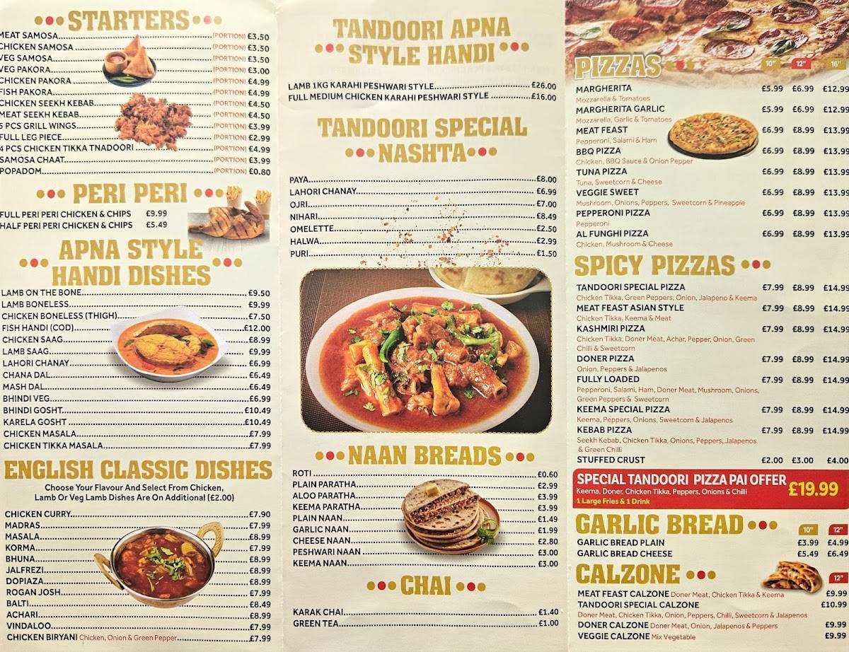 Menu at Tandoori Roti Junction restaurant, Sheffield