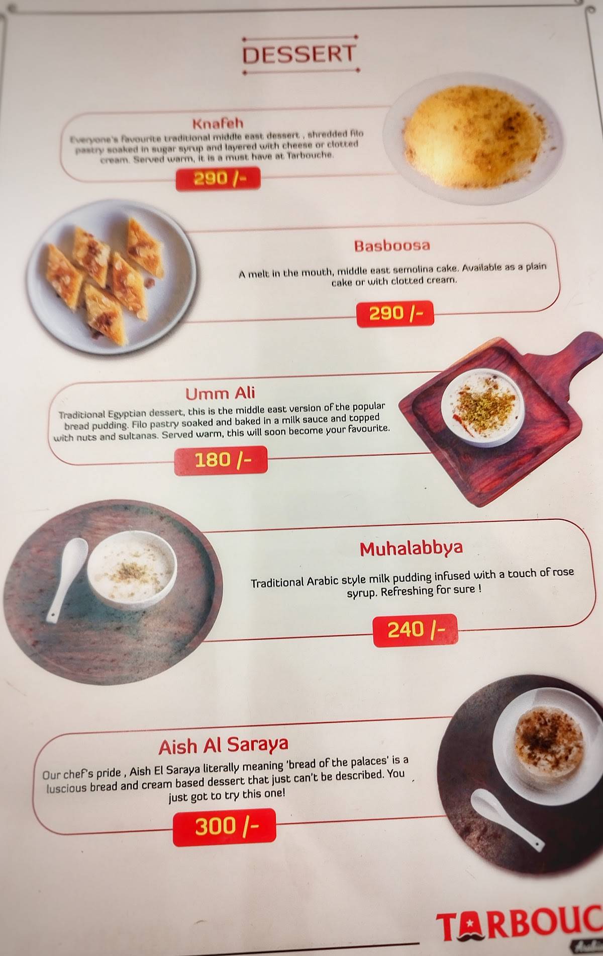 Menu at Tarbouche Meet:Street, Kozhikode