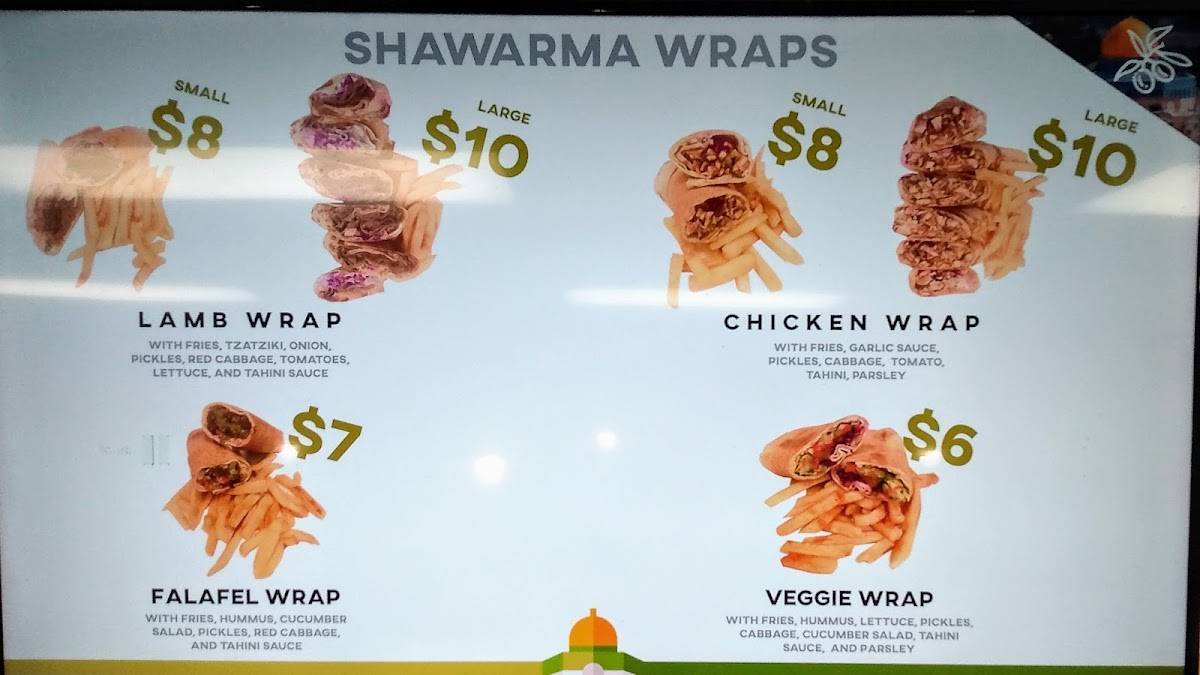 Menu at Taste of Jerusalem restaurant, Fairborn