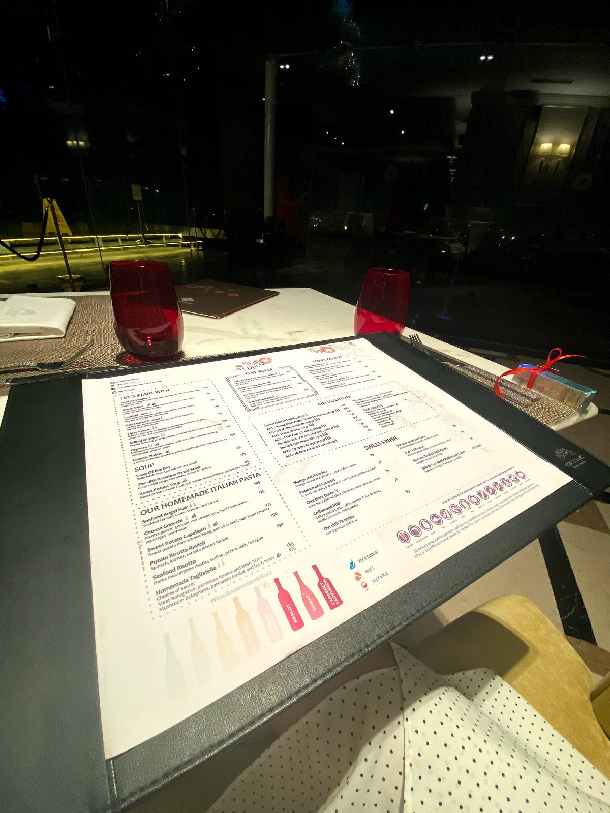 Carta de The 18th Restaurant and Lounge, Bandung
