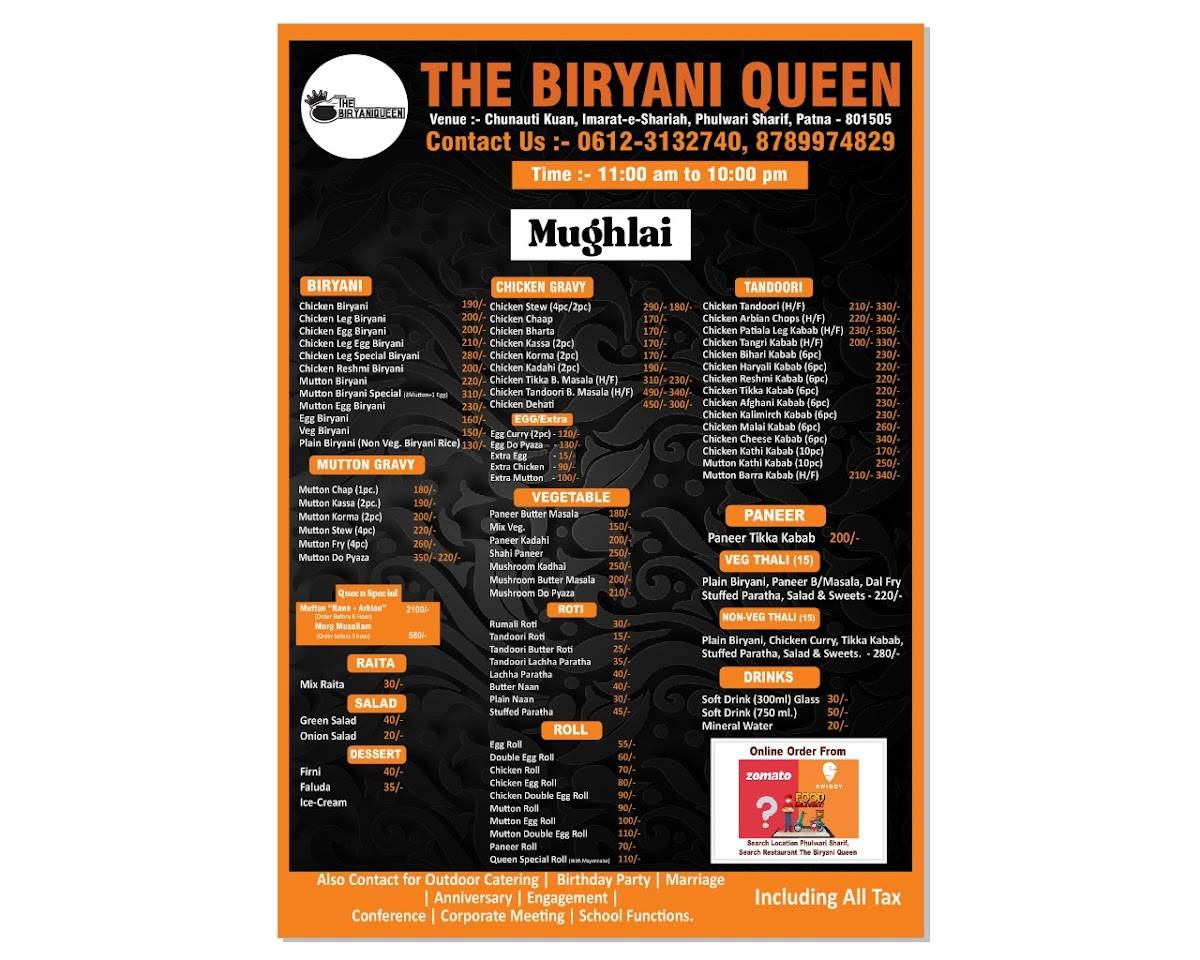 Menu at The Biryani Queen, Patna