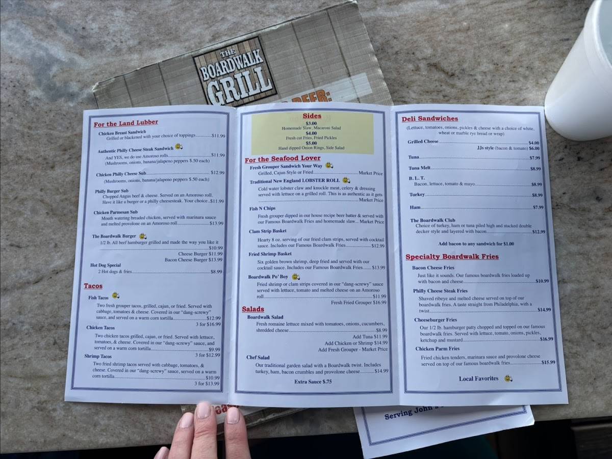 Menu at The Boardwalk Grill restaurant, Madeira Beach, 204 johns pass ...