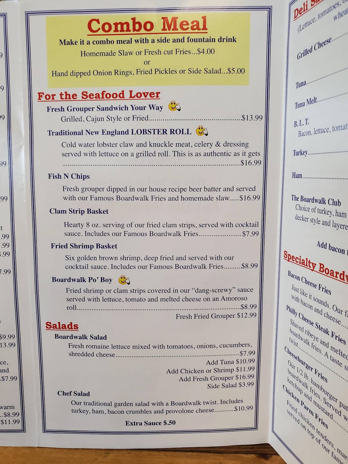 Menu at The Boardwalk Grill restaurant, Madeira Beach, 204 johns pass ...