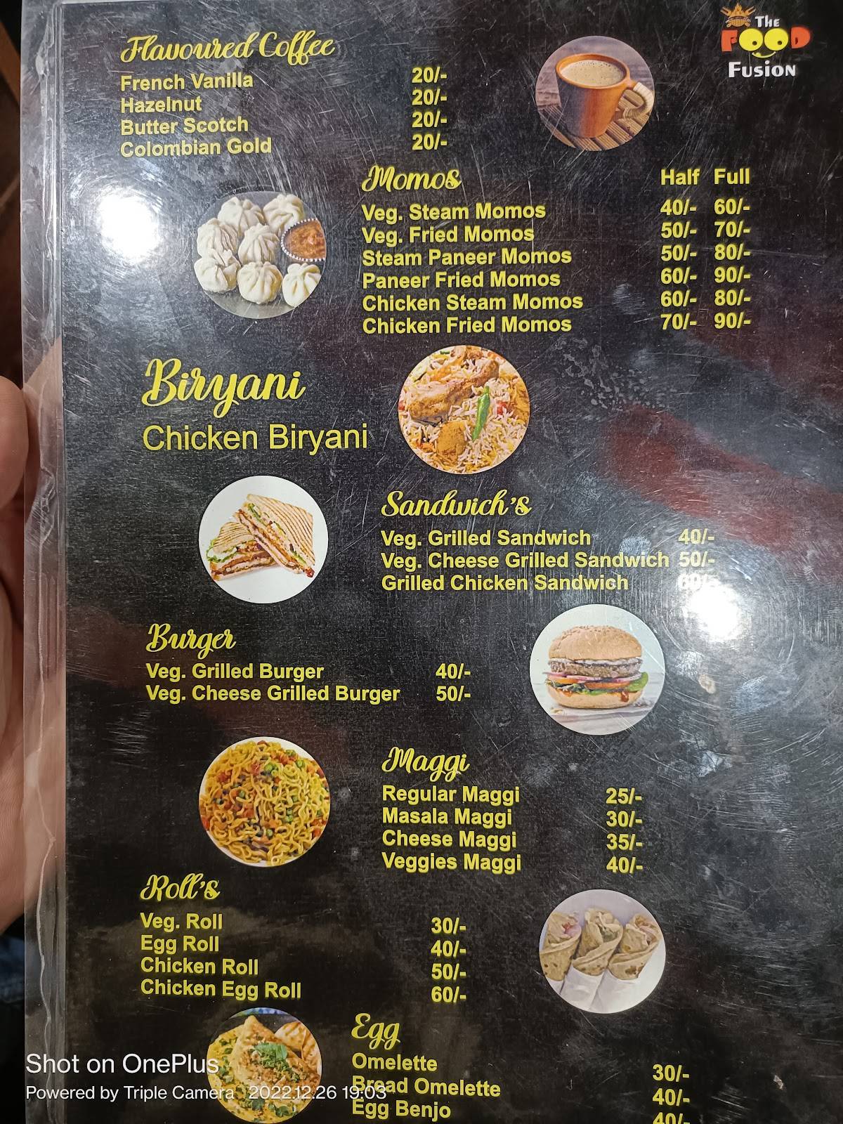 Menu at The Food Fusion, Bhopal