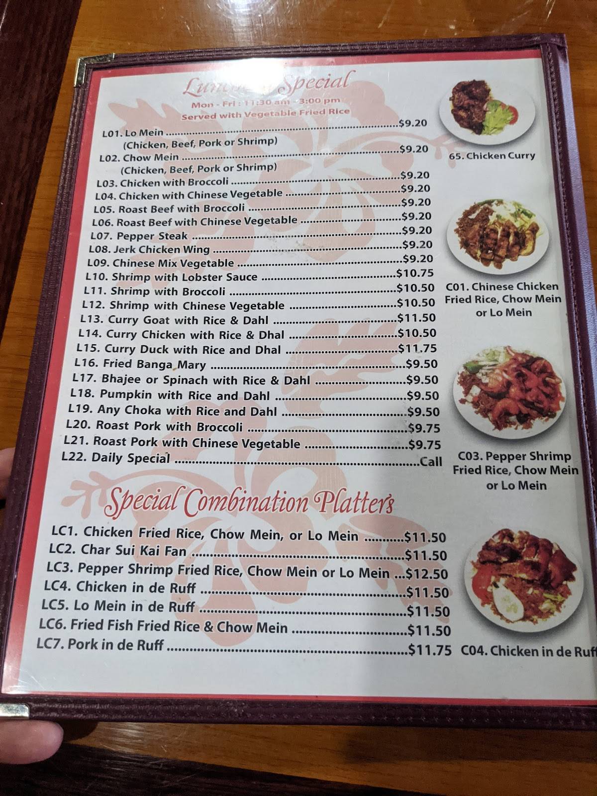 Menu at The Hibiscus restaurant, Sunrise