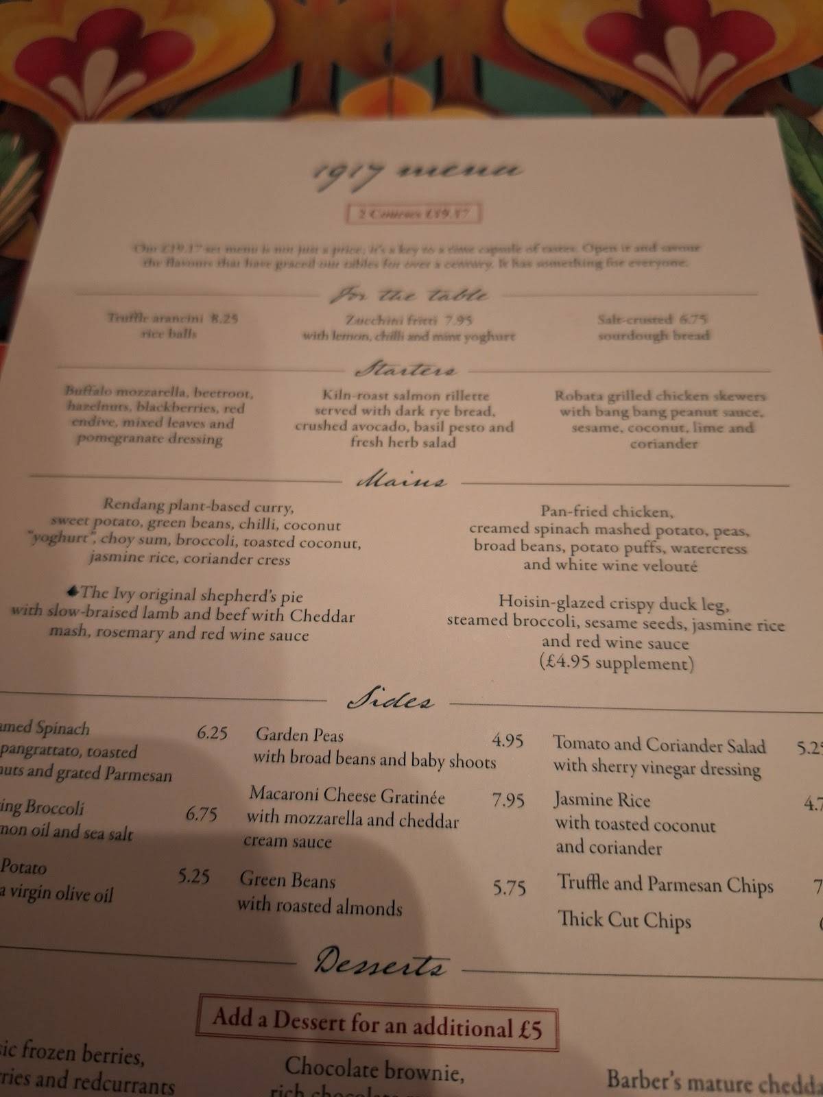 Menu at The Ivy St Albans Brasserie restaurant, St Albans