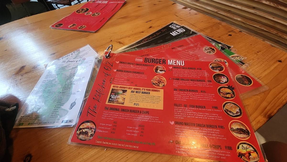 Menu at The Kitchen of Oz restaurant, Randburg