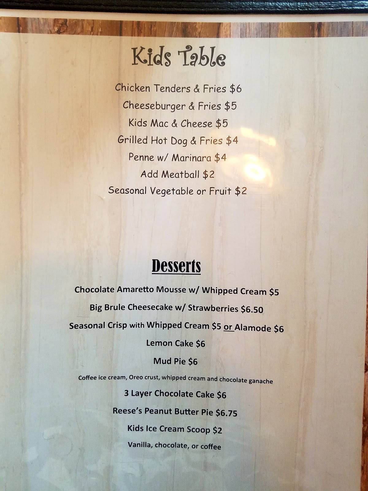 Menu at The Rustic Table restaurant, Winchester
