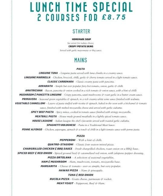 Menu at The Scullery restaurant, Sunderland