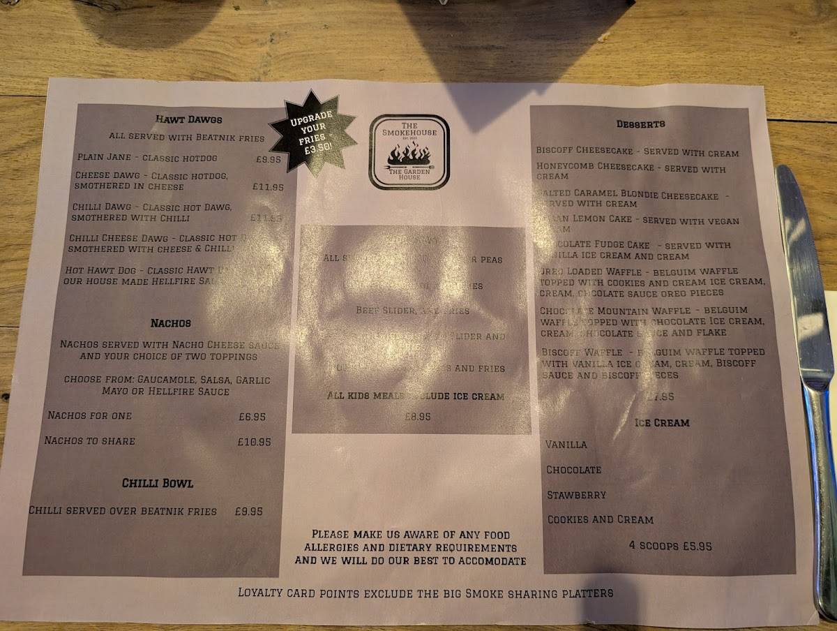 Menu at The Smoke House Banham restaurant, Banham