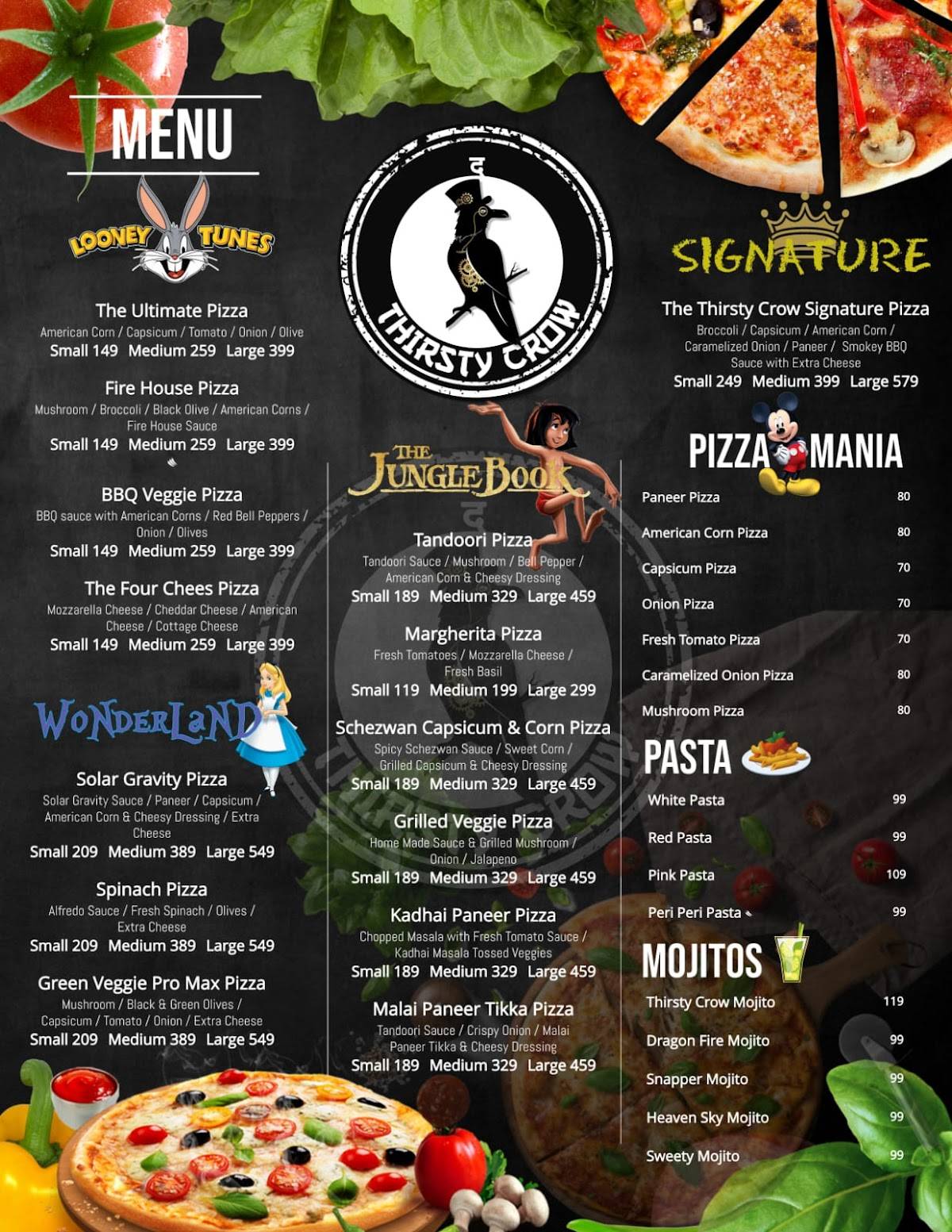Menu at Thirsty Crow - Pizza Hub, India