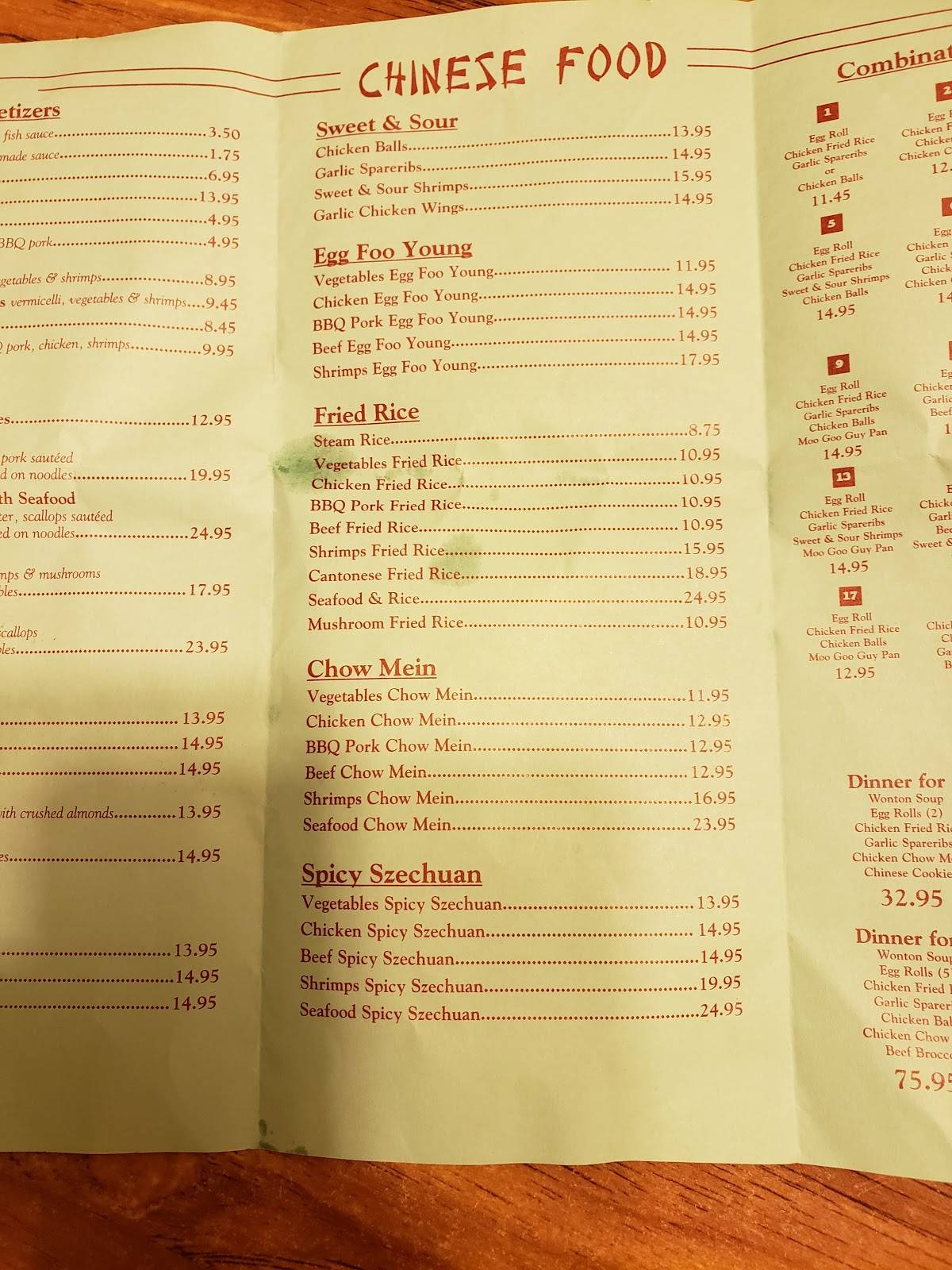 Menu at Tina Kitchen restaurant, Hartland