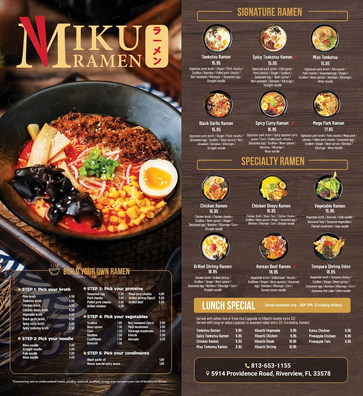 Menu at Miku Ramen & Kung Fu Tea restaurant, Riverview