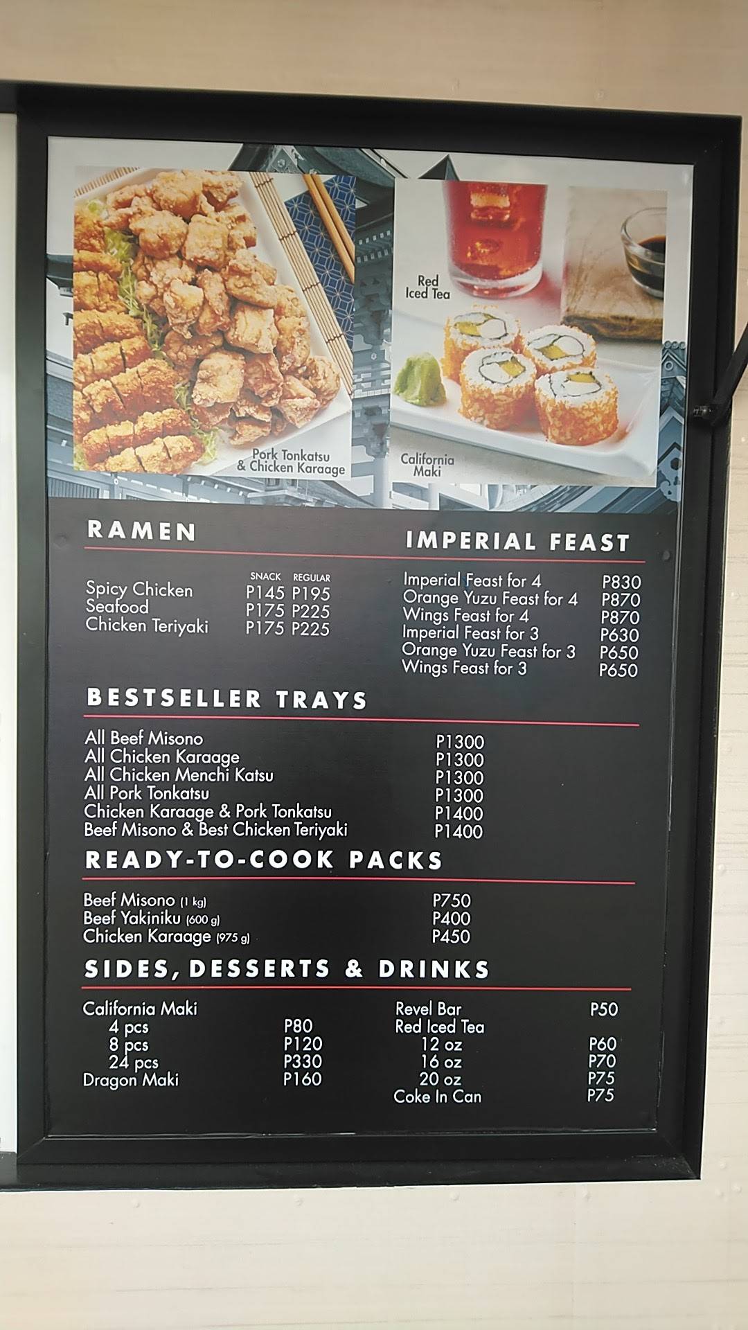 Menu at Tokyo Tokyo Food Truck restaurant, Santa Rosa