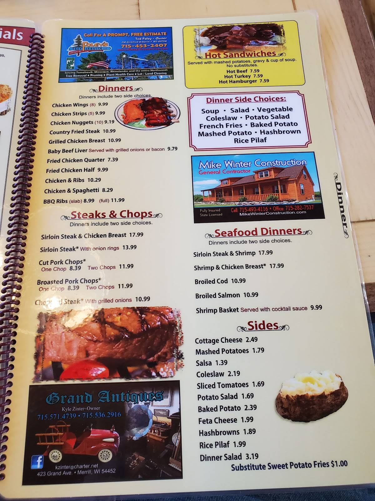 Menu at Tomahawk Family Restaurant, Tomahawk