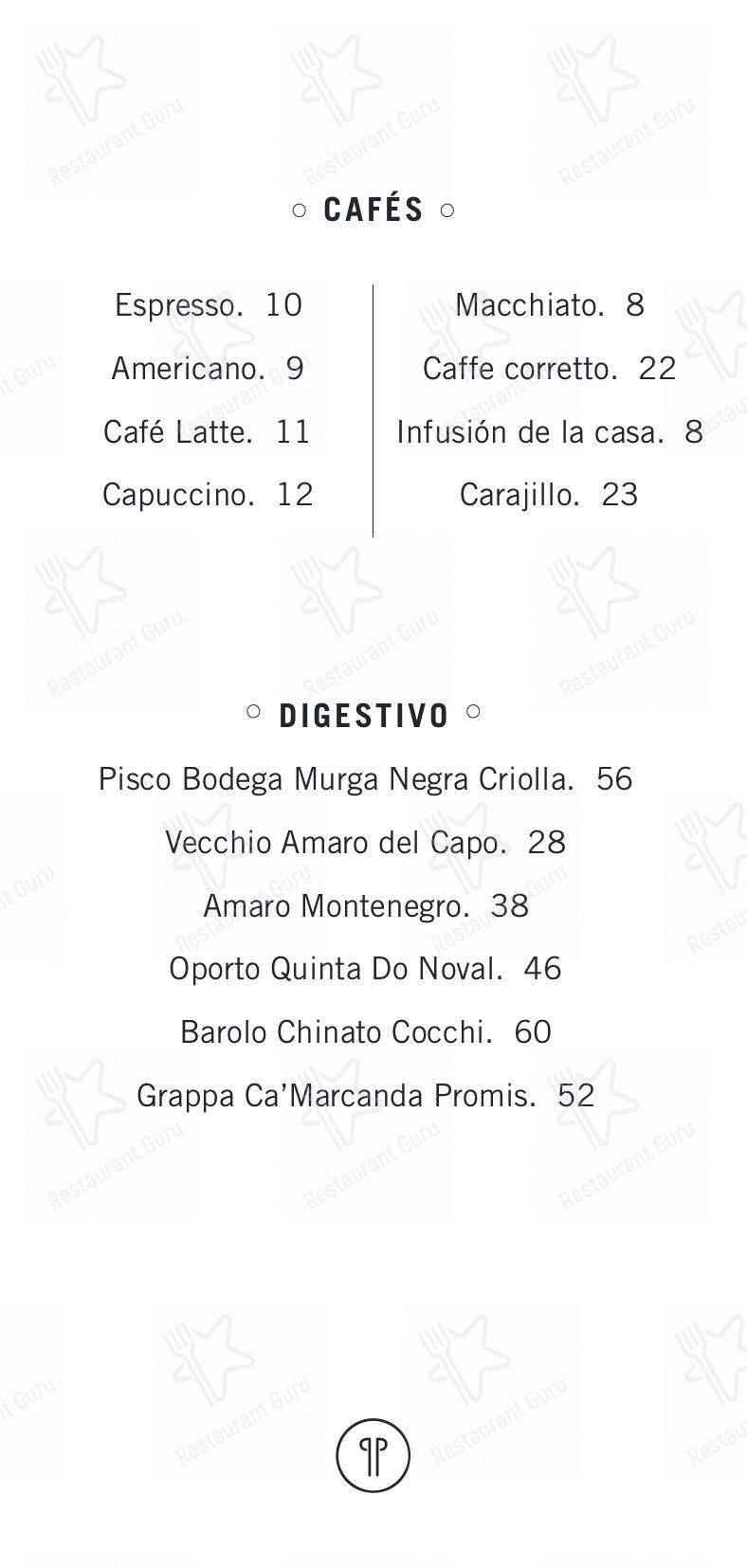 Carta de Troppo Restaurante, San Isidro