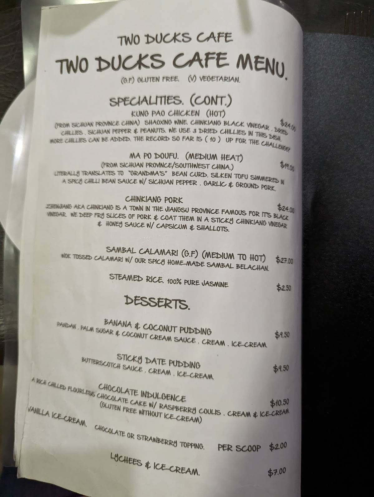 Menu at Two Ducks Cafe' & Asian Grocery, Urangan