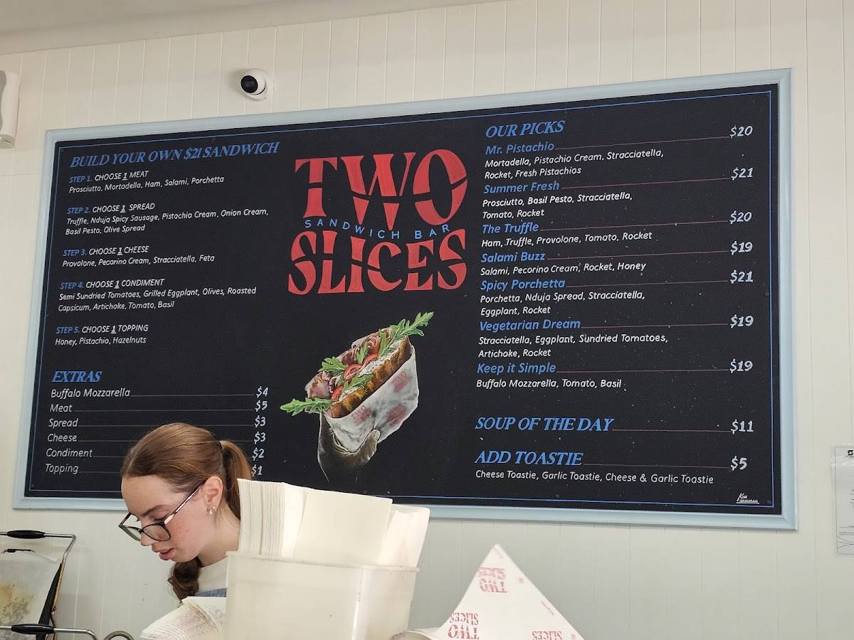 Menu at Two Slices Sandwich Bar, Scarborough