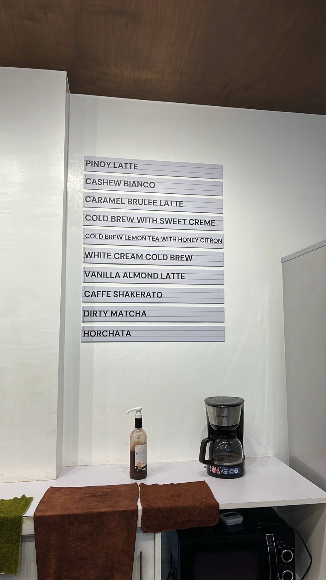 Menu at Typica Coffee restaurant, Taytay