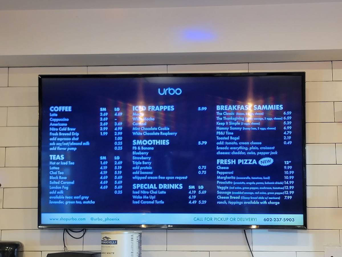 Menu at URBO Urban Bodega, Phoenix