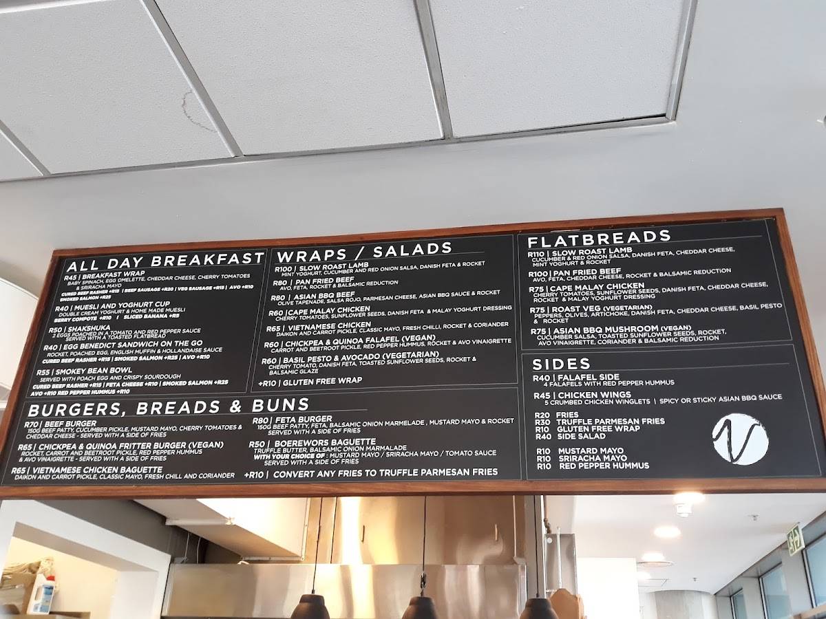 Menu at Vagabond Kitchens Silo District restaurant, Cape Town