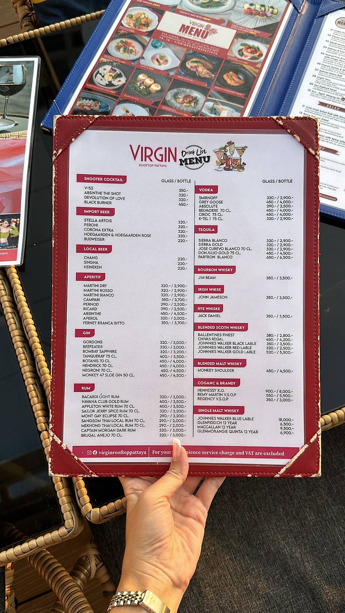 Menu at Virgin Rooftop Pattaya restaurant, Pattaya City