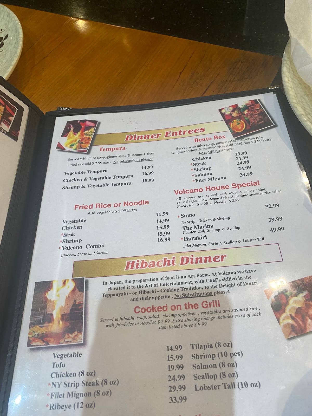 Menu at Volcano Steak & Sushi restaurant, Duluth